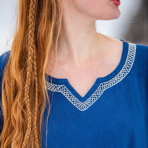 Blue Viking Dress with Hand Embroidered Trim - Cotton – Sons of Vikings