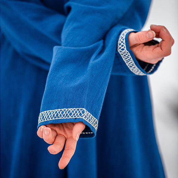 Blue Viking Dress with Hand Embroidered Trim - Cotton – Sons of Vikings