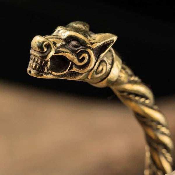 Wolf Head Torc - Brass Neck Ring | Fenrir Viking Torcs – Sons of Vikings