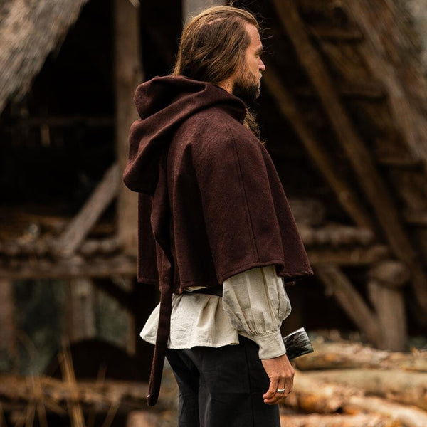 Brown Gugel - Wool / Medieval / LARP Hooded Cowl Cloak Cape with Hood ...