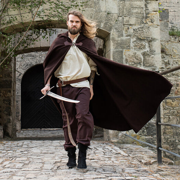 Brown Cloak w/ Wolf Clasp - Heavy Wool Hooded Cape with Buckle – Sons ...
