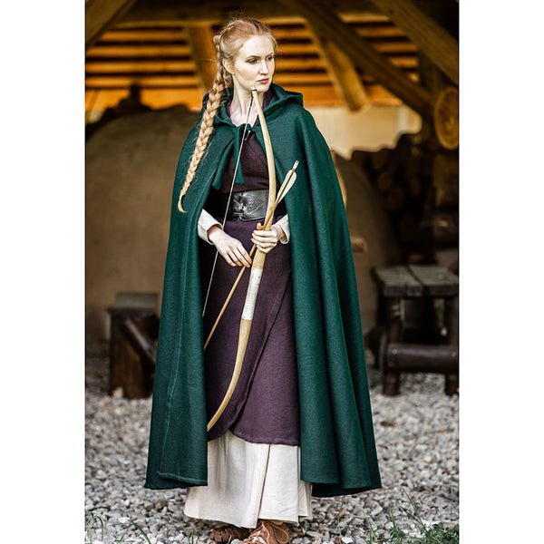 Green Wool Cloak w/ Wool Ties - Heavy Wool Hooded Cape – Sons of Vikings