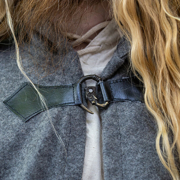 Grey Cloak w/ Wolf Clasp - Heavy Wool Hooded Cape with Buckle – Sons of ...