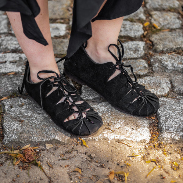 Black Suede Leather Medieval Sandals / Shoes – Sons of Vikings