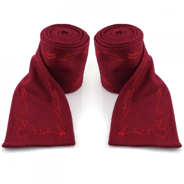 Red Embroidered Leg Wraps - Wool | Viking / Medieval Leg Bindings ...