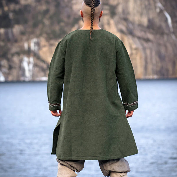 Green Viking Tunic with Hand Embroidered Urnes-Style Design | Medieval ...