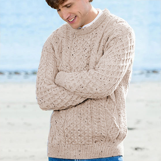 Irish / Aran Sweaters | Unisex Cable Knit Crew Neck Aran Wool Sweater ...
