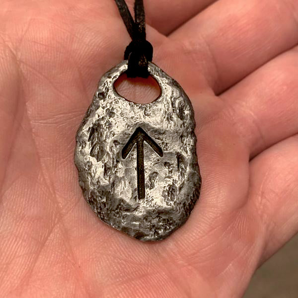 Hand Forged Pewter Rune Pendant | Nordic Runes Elder Futhark Necklaces ...
