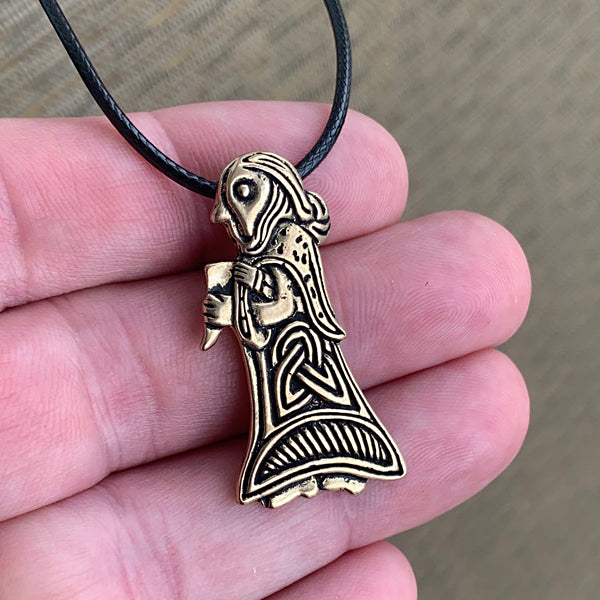Bronze Valkyrie with Drinking Horn Pendant | Norse Artifact Replica ...
