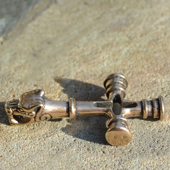 Wolf Cross Pendant | Bronze Icelandic Thor's Hammer Fenrir Viking Wolf ...